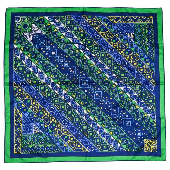 Accessories | Vintage Navy Blue Green Abstract Square Scarf Wraps ...